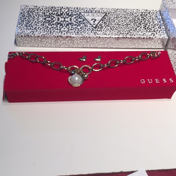 Guess | Jewelry | Guess New Gold Chain Charms Bracelet Earrings | Poshmark